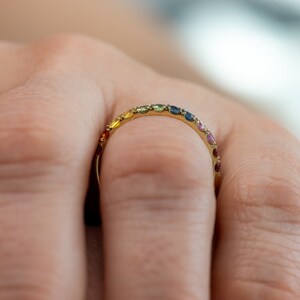 Pastel Rainbow Sapphire in U-cut Pave Setting - Multicolor Gemstone ...