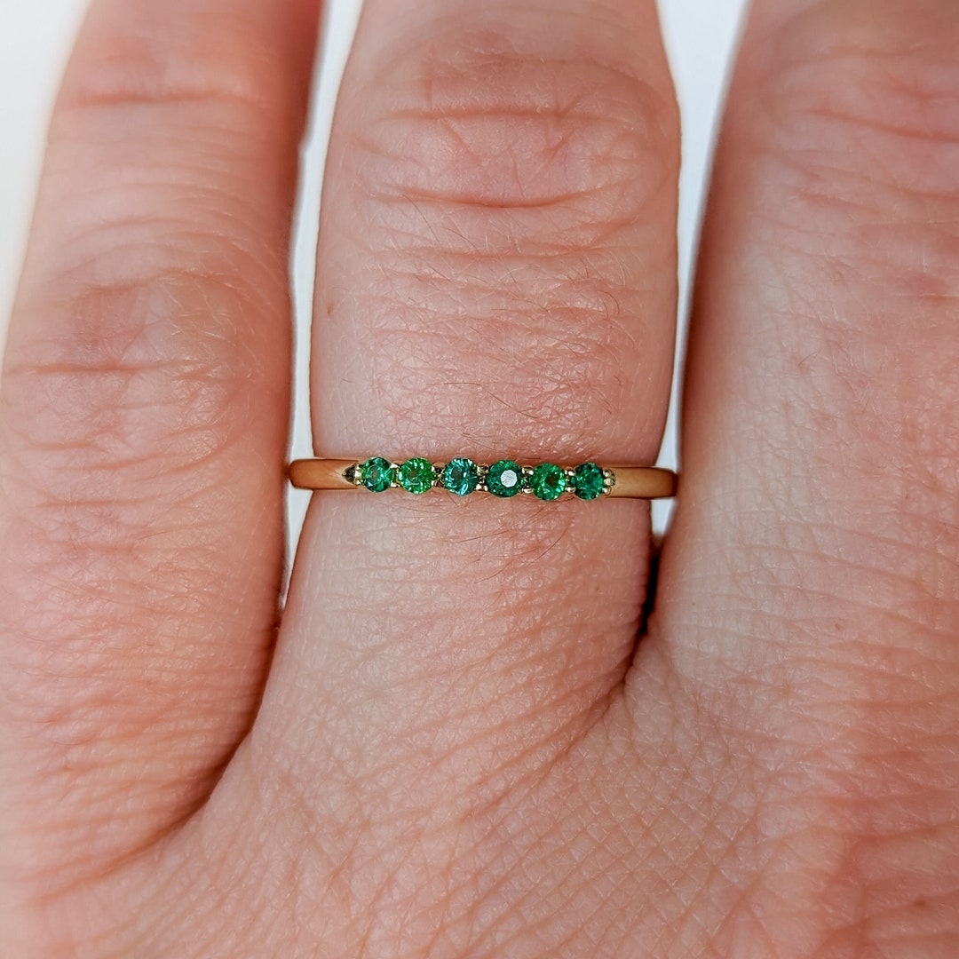 Green Emerald Stacking Ring by Sevgi Jewelry • Solid Gold Gemstone ...