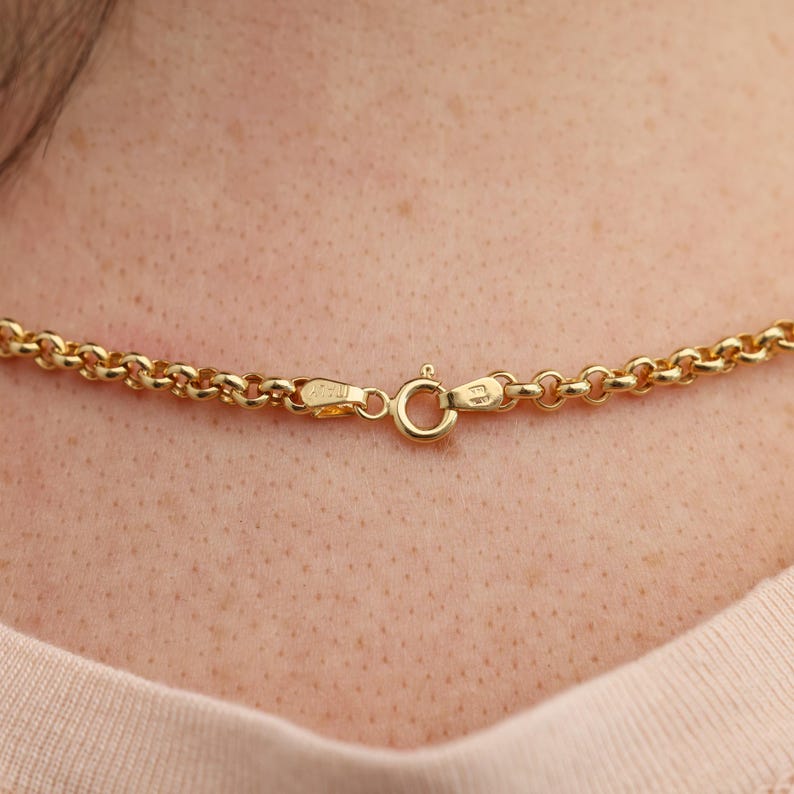 3.8mm Gold Rolo Chain With Circular Hinged Connector • Round Belcher ...