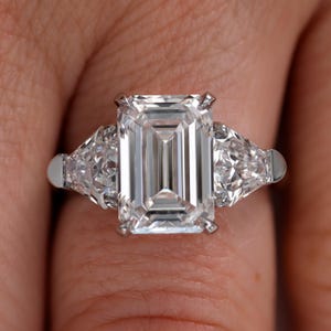 Emerald Cut Three Stone Engagement Ring - Emryn by Sevgi Jewelry • Calf ...