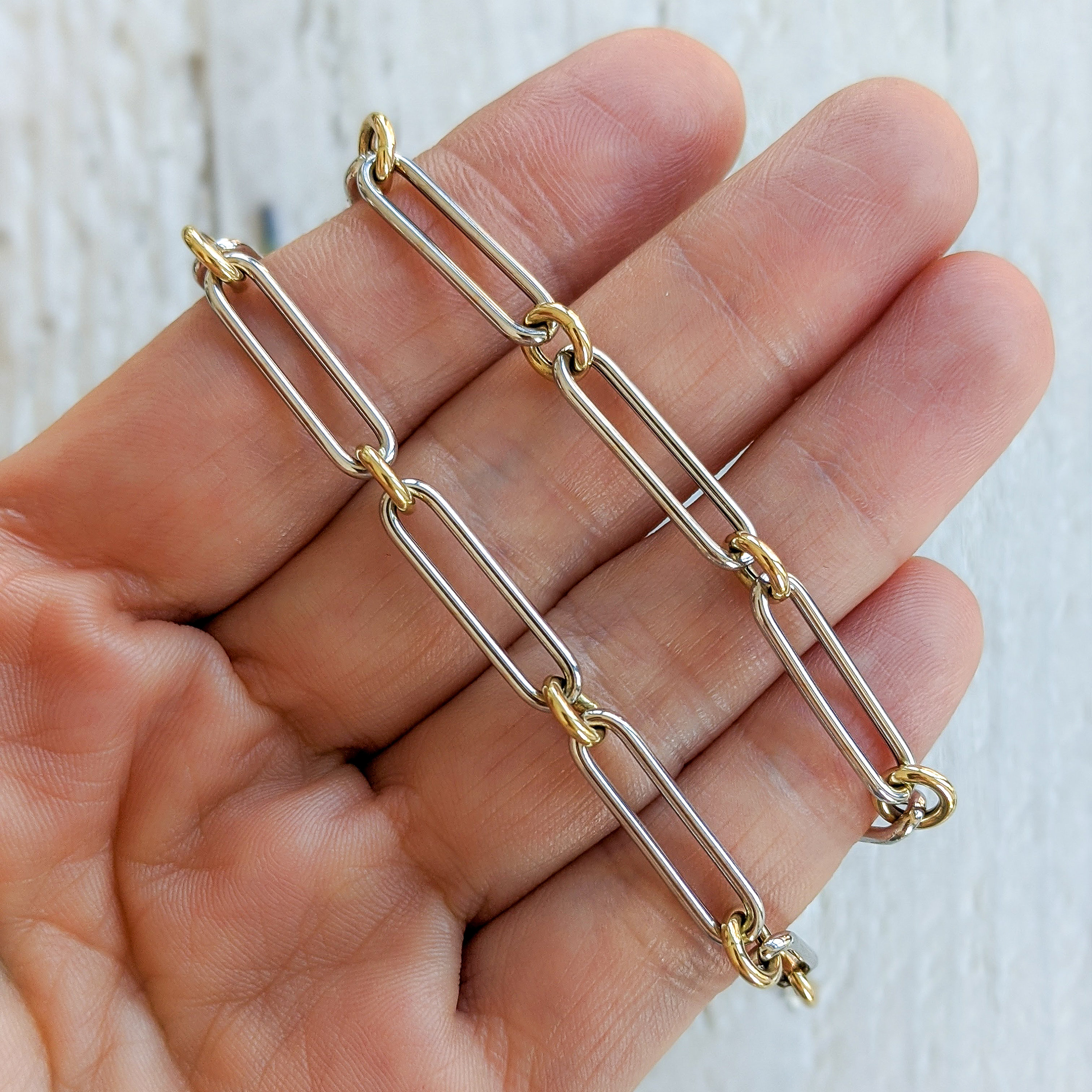 Two Tone Paperclip Chain Necklace 14k Yellow Gold & 14k - Etsy Sweden