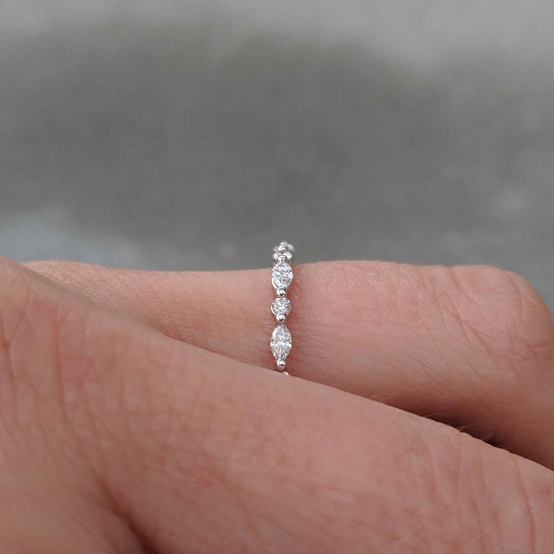 Marquise Round Diamond Wedding Ring: Anya HALF Eternity - Etsy