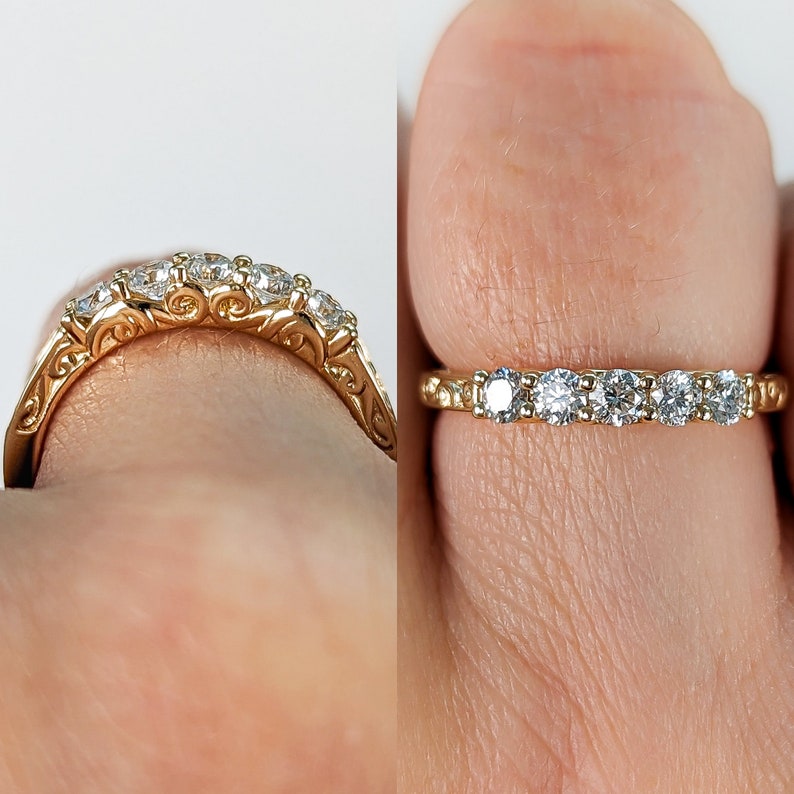 5 Stone Diamond Scrollwork Anniversary Ring. Available in - Etsy