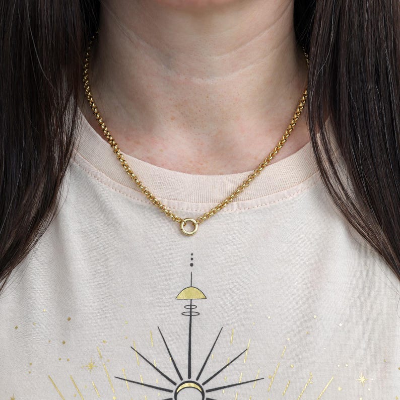 3.8mm Gold Rolo Chain With Circular Hinged Connector • Round Belcher ...