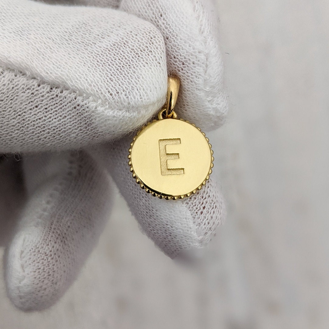 Custom Beaded Initial Disc Pendant by Sevgi Jewelry. Personalized ...