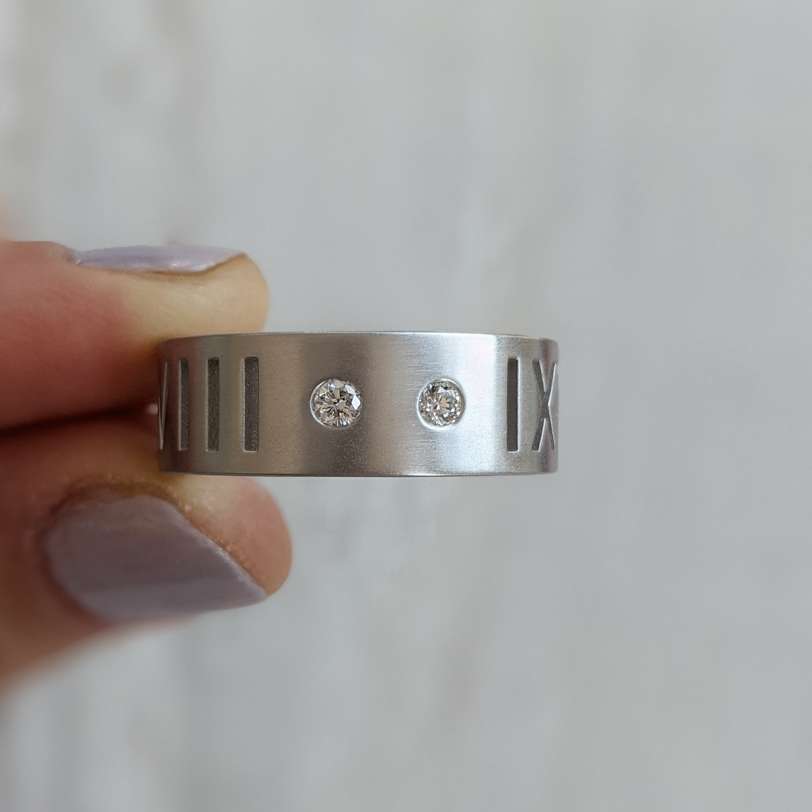 8mm Wide Pierced Diamond Roman Numeral Ring. Custom Ring - Etsy