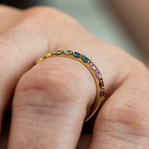 Pastel Rainbow Sapphire in U-cut Pave Setting - Multicolor Gemstone ...