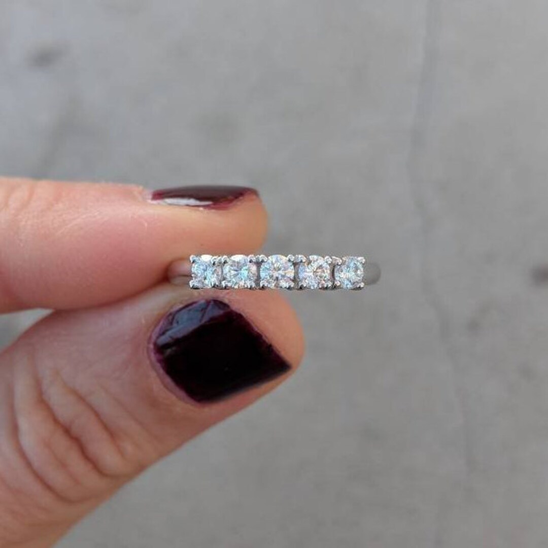 5 Stone Diamond Anniversary Ring. Trellis Setting. Available in 14k ...