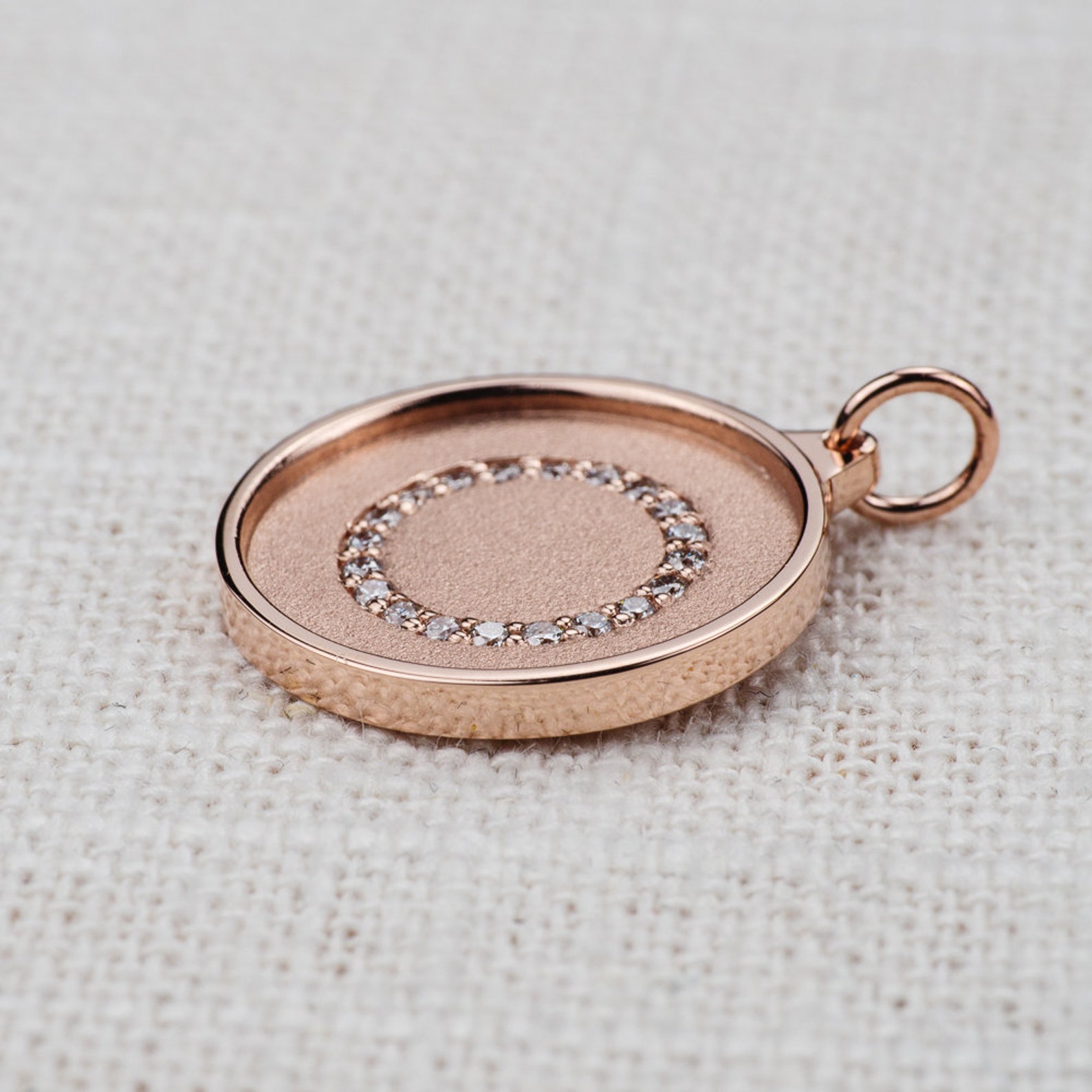 Diamond Initial Disc Pendant. 14k, 18k Yellow, Rose, White Gold ...