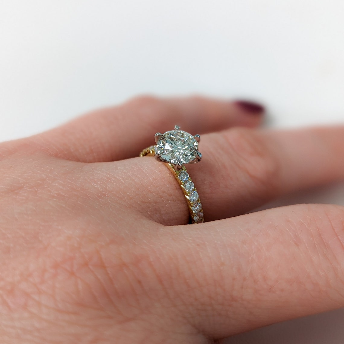 French Fishtail Pave Engagement Ring: Arya 2.25 Total Carat | Etsy