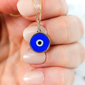 Evil Eye Enamel Disc Necklace Talisman and Spiritual Jewelry - Etsy