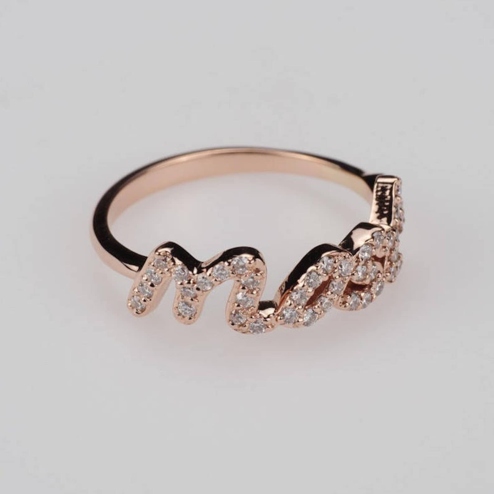 Custom Handwriting Diamond Ring Personalized Jewelry. 14k - Etsy