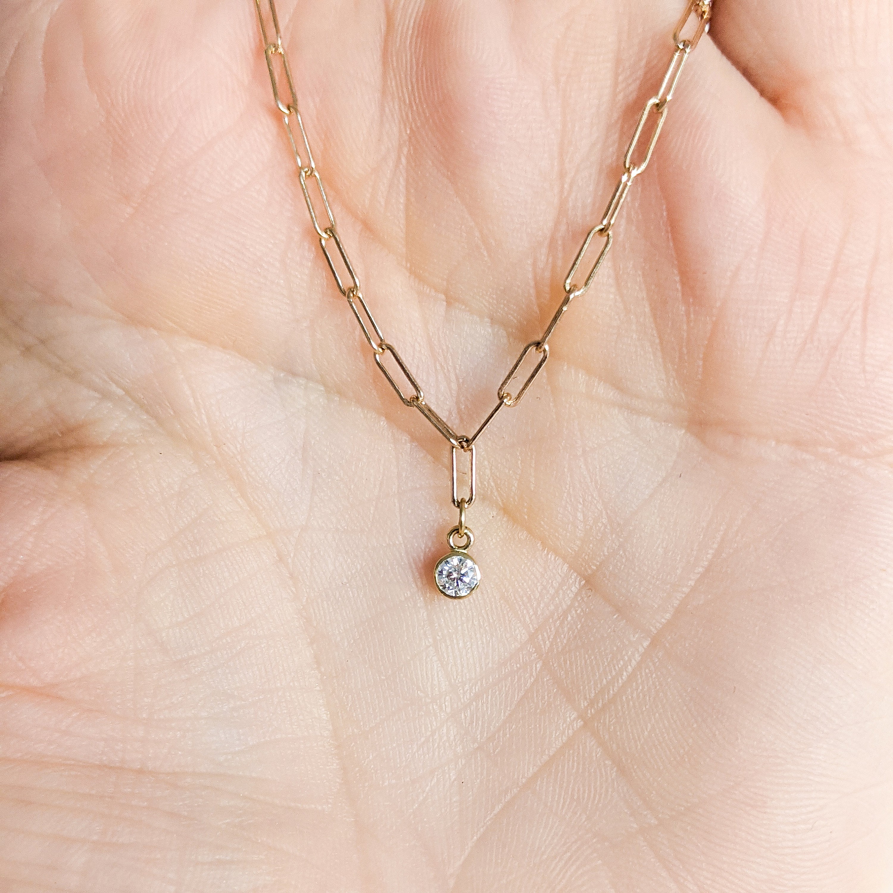Tiny Diamond Paperclip Chain Necklace VS1 Diamond. 14k - Etsy