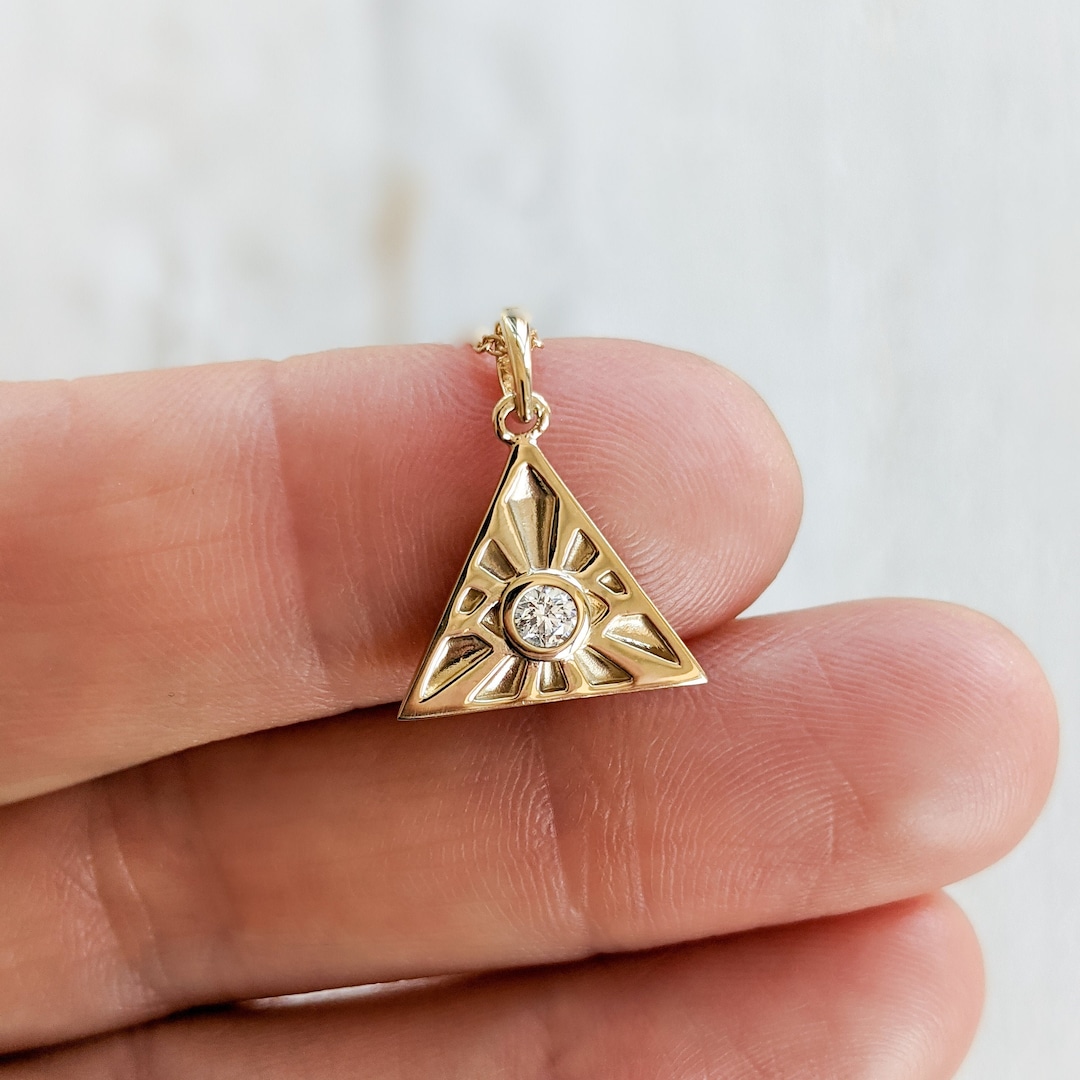 Diamond Eye of Providence Necklace - 14k, 18k White, Rose, Yellow Gold ...