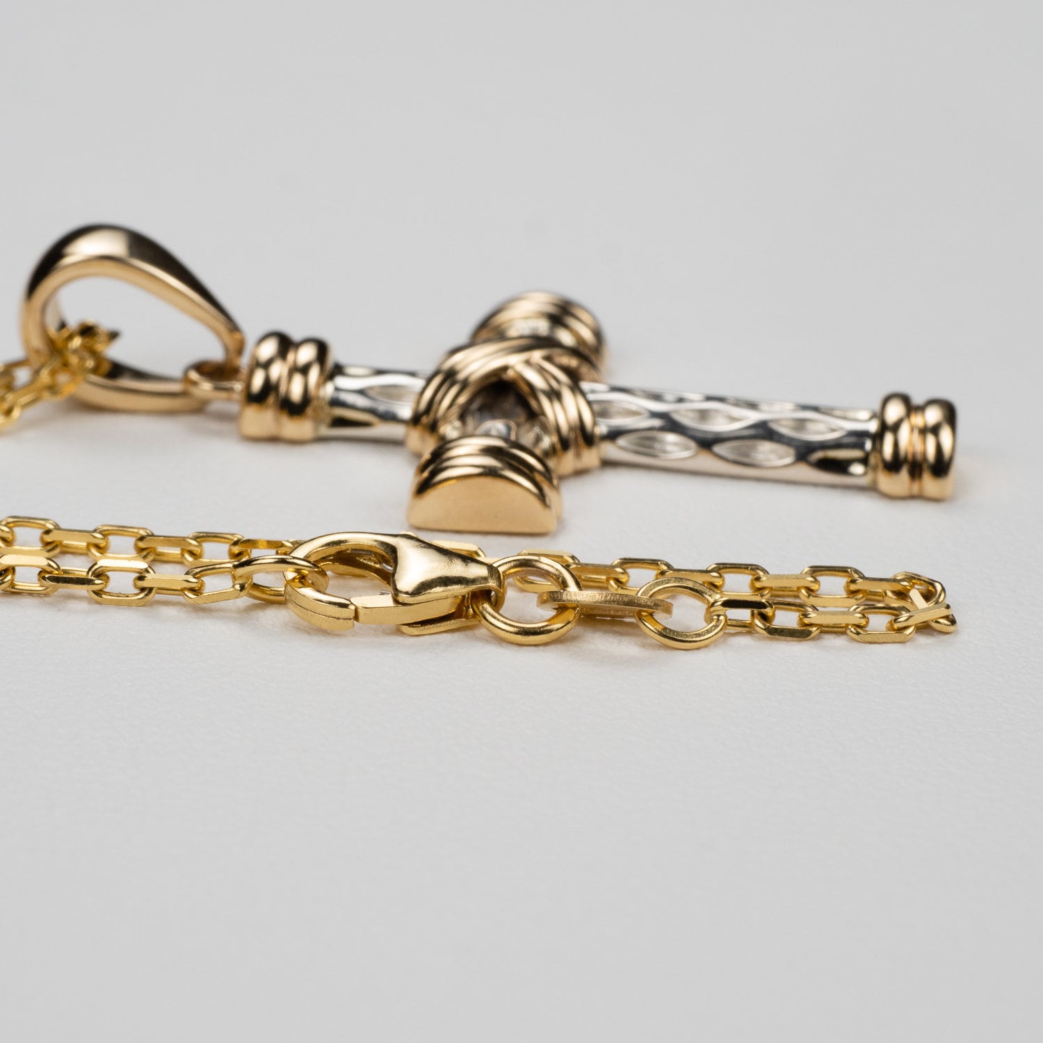Two Tone Cross Necklace - 14k, 18k Yellow, Rose, White Gold or Platinum ...