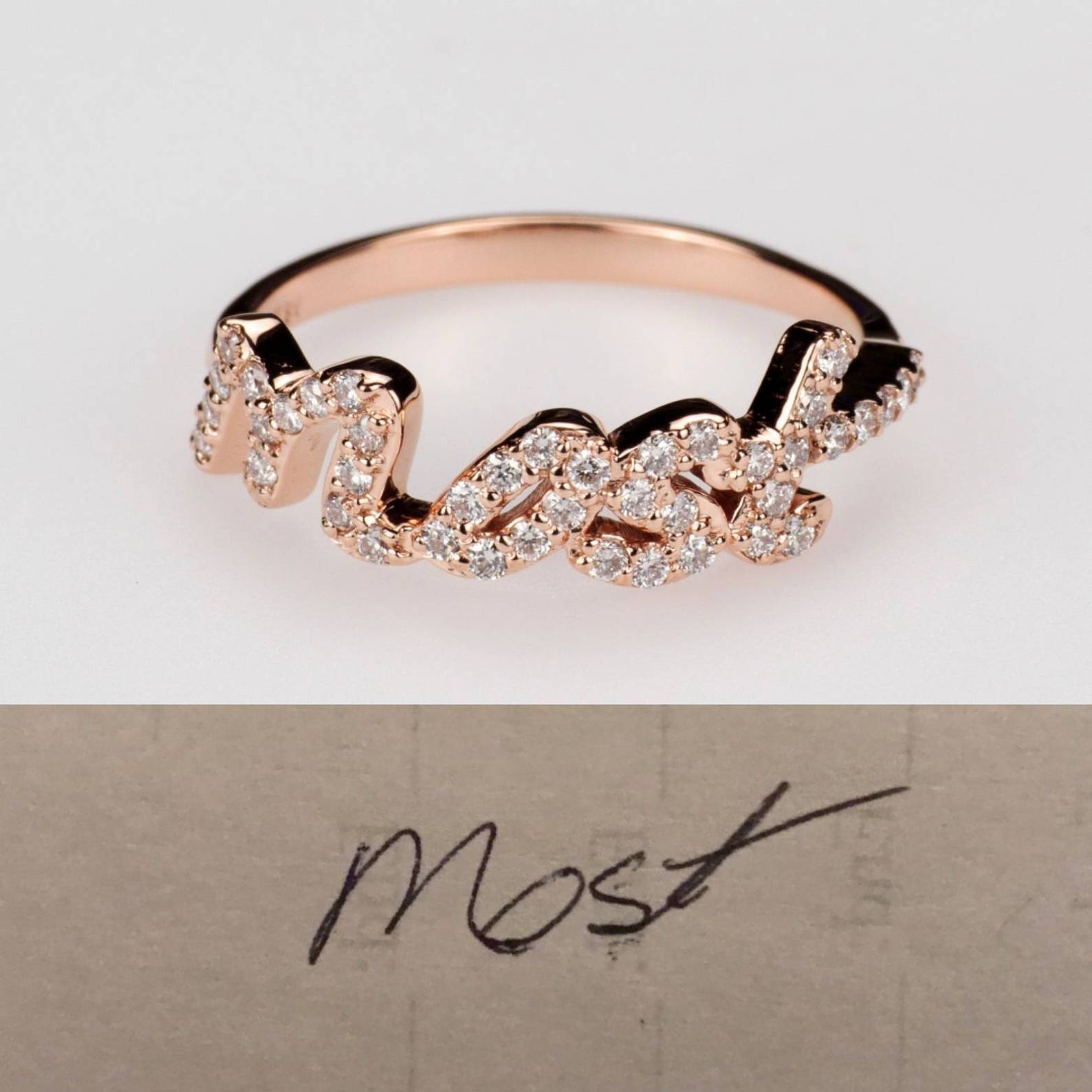 Custom Handwriting Diamond Ring Personalized Jewelry. 14k - Etsy