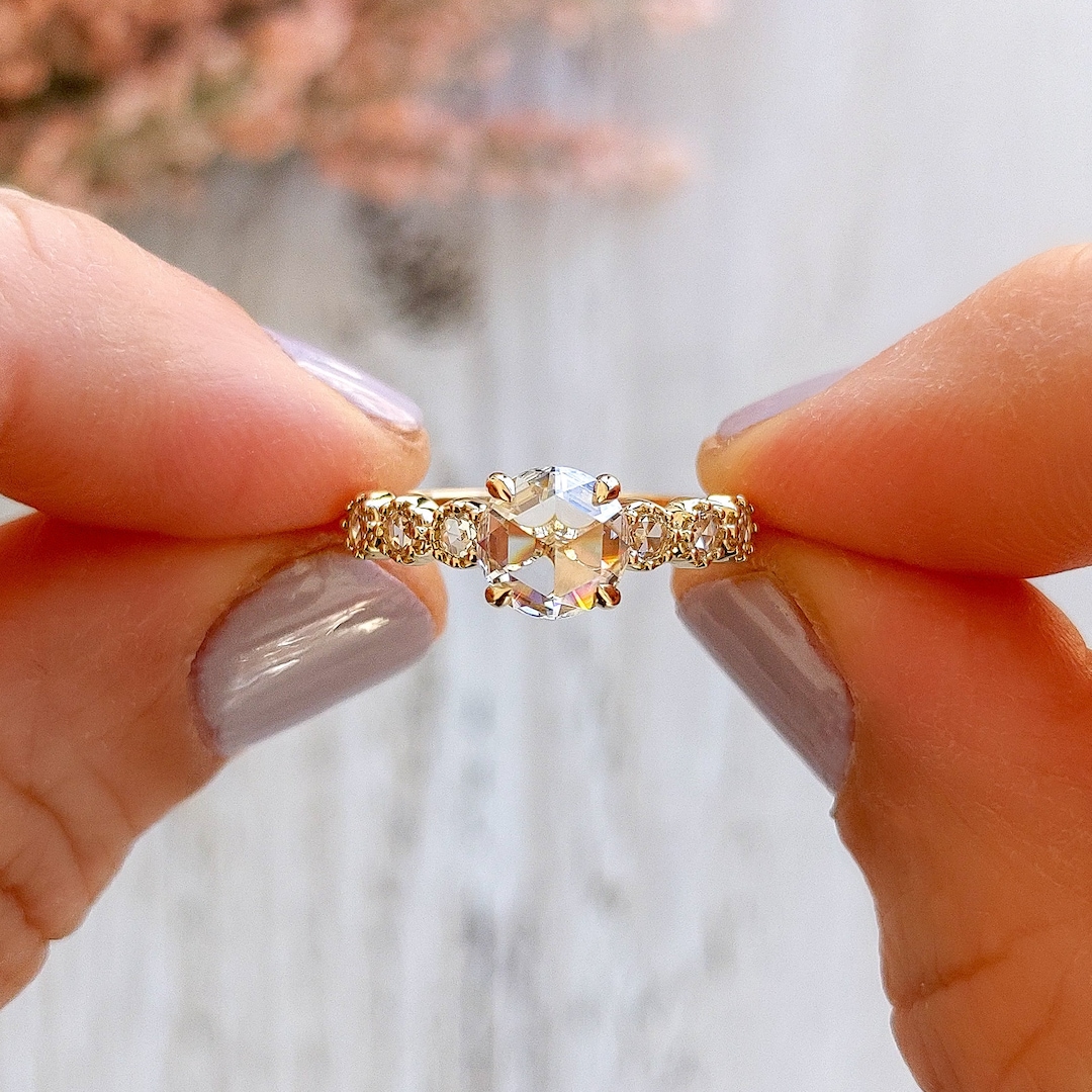 Rose Cut Diamond Engagement Ring: Florence - Available in 14k, 18k and ...