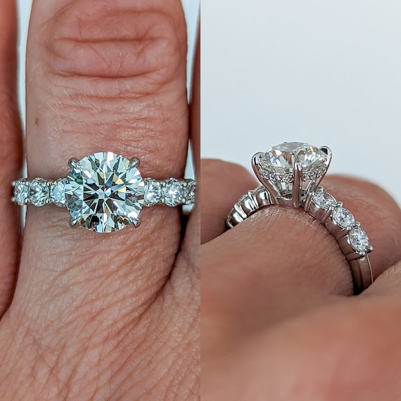 Diamond Engagement Ring With Hidden Halo: Basanti 2.7 Total - Etsy