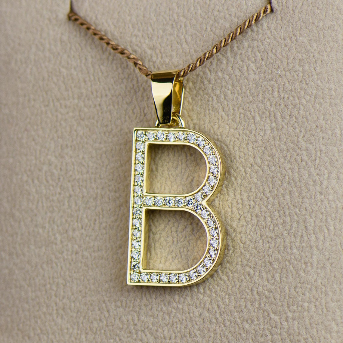 Diamond Initial Necklace Available in Solid Gold and | Etsy