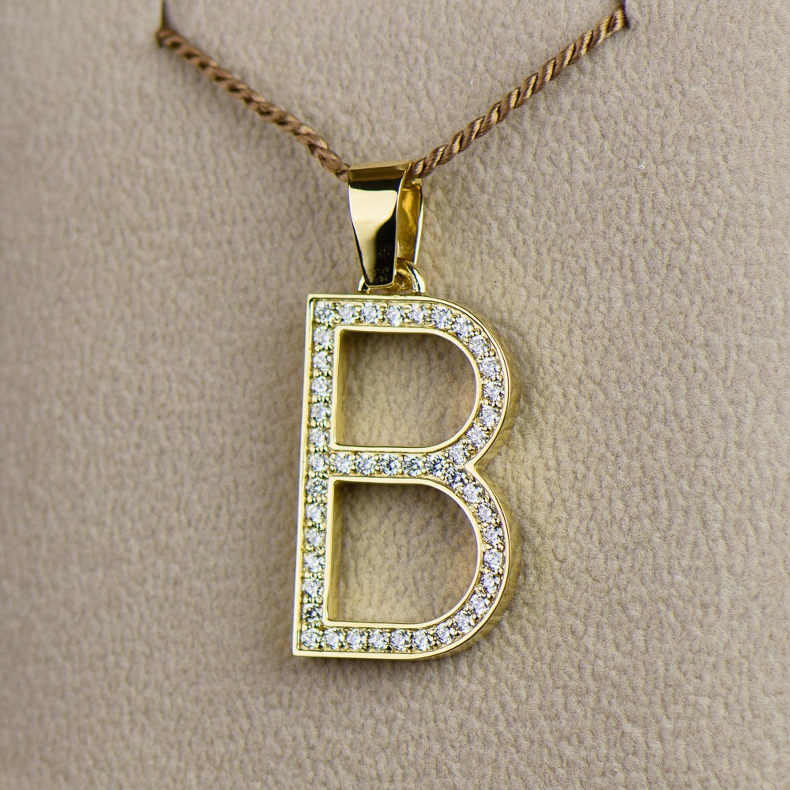 Diamond Initial Necklace Available in Solid Gold and | Etsy