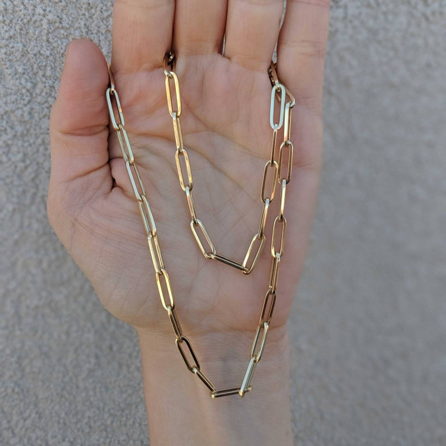 14k Gold Flat Paperclip Chain Large: 14k Yellow Rose White | Etsy