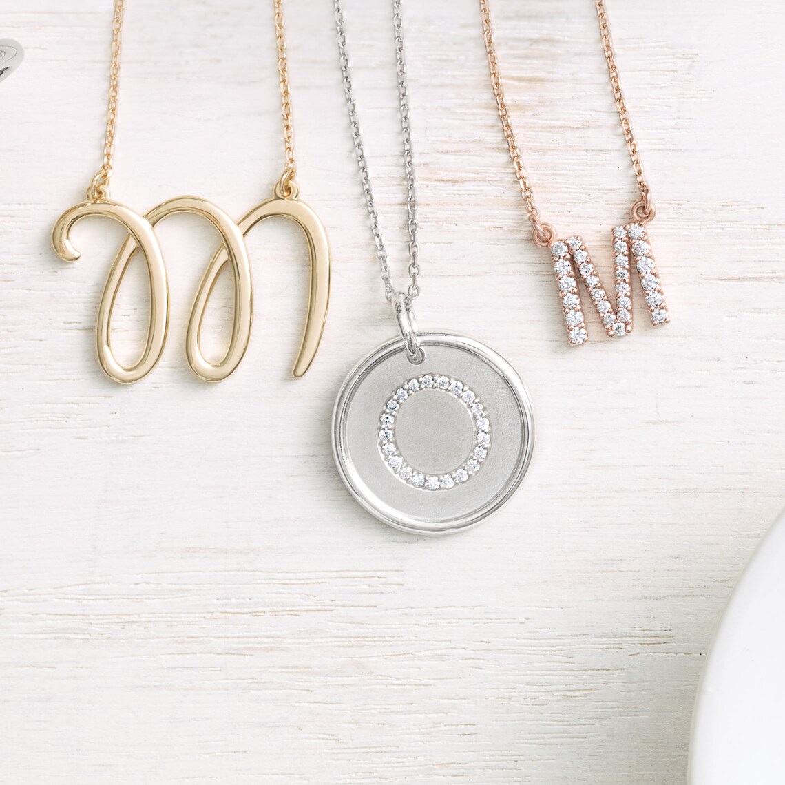 Diamond Initial Disc Pendant. 14k 18k Yellow Rose White - Etsy