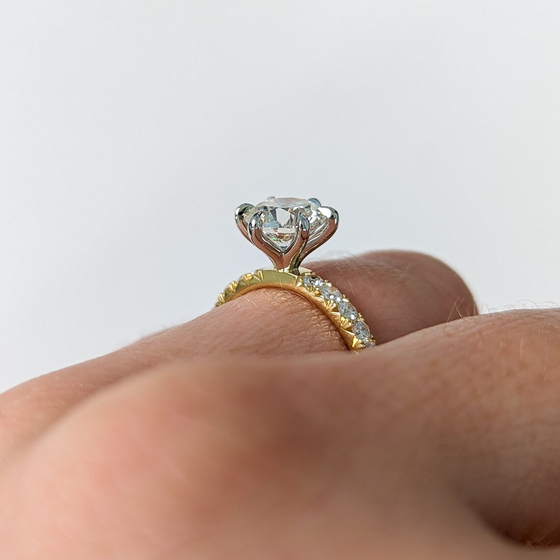 French Fishtail Pave Engagement Ring: Arya 2.25 Total Carat | Etsy