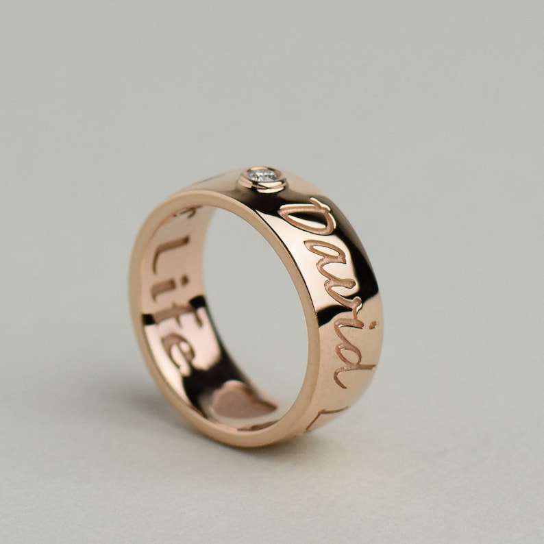 Solid Gold Personalized Diamond Text Ring. Available in 14k - Etsy