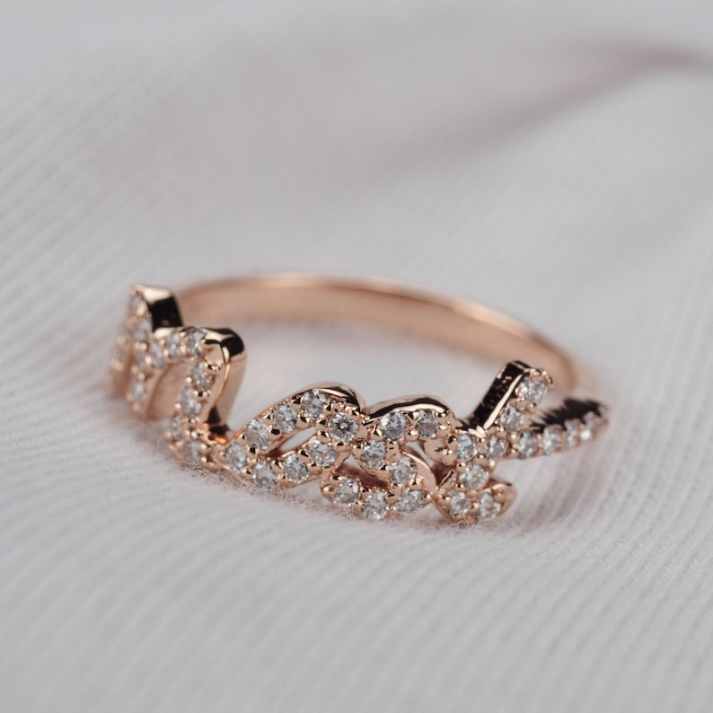 Custom Handwriting Diamond Ring Personalized Jewelry. 14k - Etsy