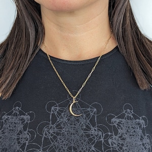Solid Gold Crescent Moon Necklace • Moon Phase Necklace • Available in ...