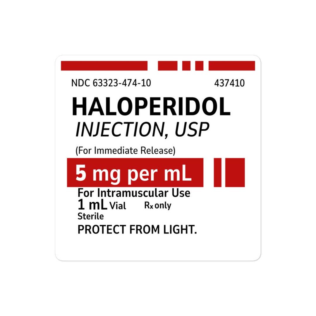 Haldol 5mg/ml (alt) IV Label Sticker - Psych Emergency Sticker - Etsy