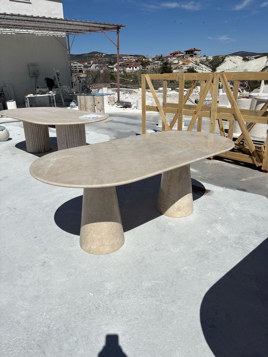 Handmade Oval Travertine Dining Table, Natural Stone Kitchen Table - Etsy