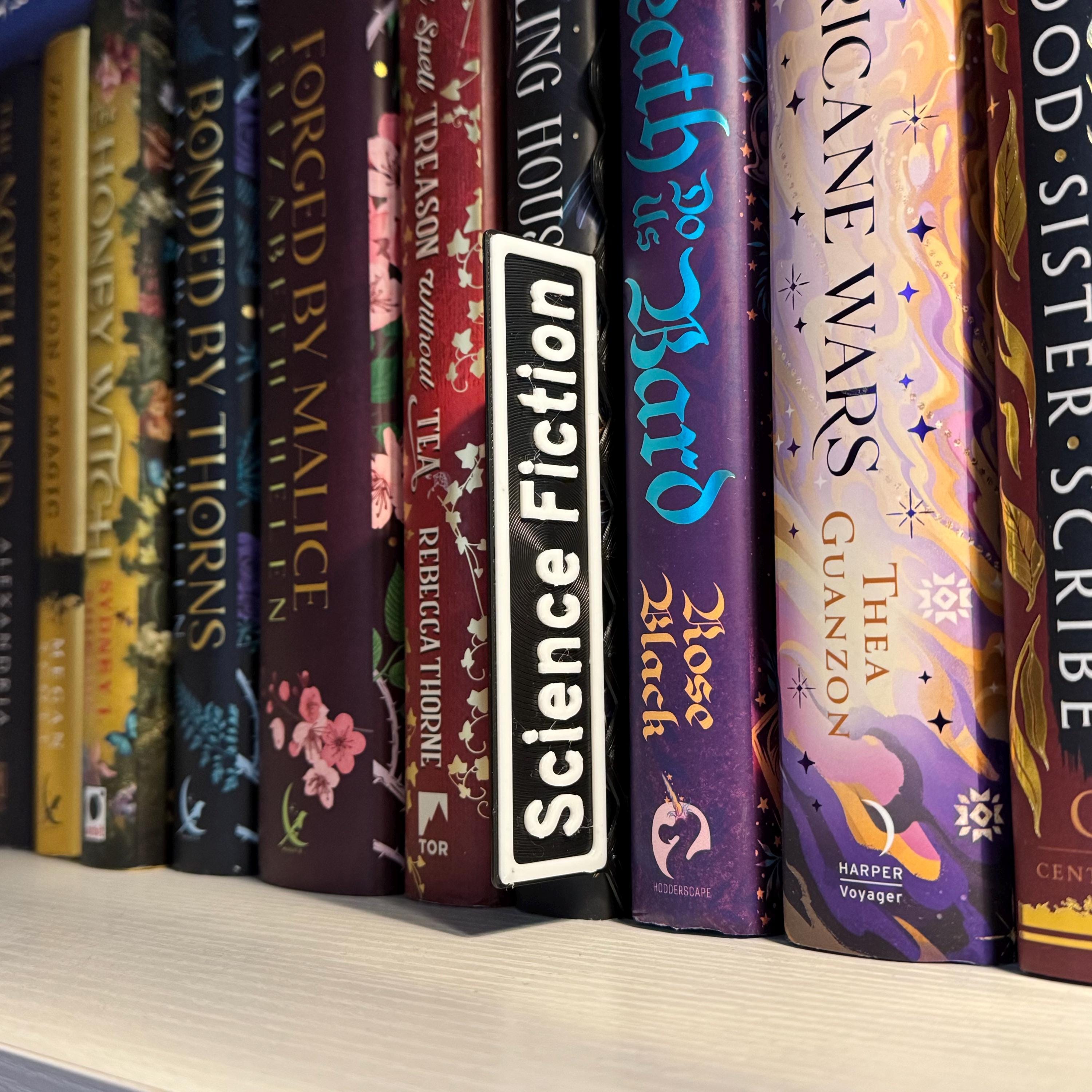 3D Printed Book Genre Divider: Minimalist Monochrome Library Shelf ...