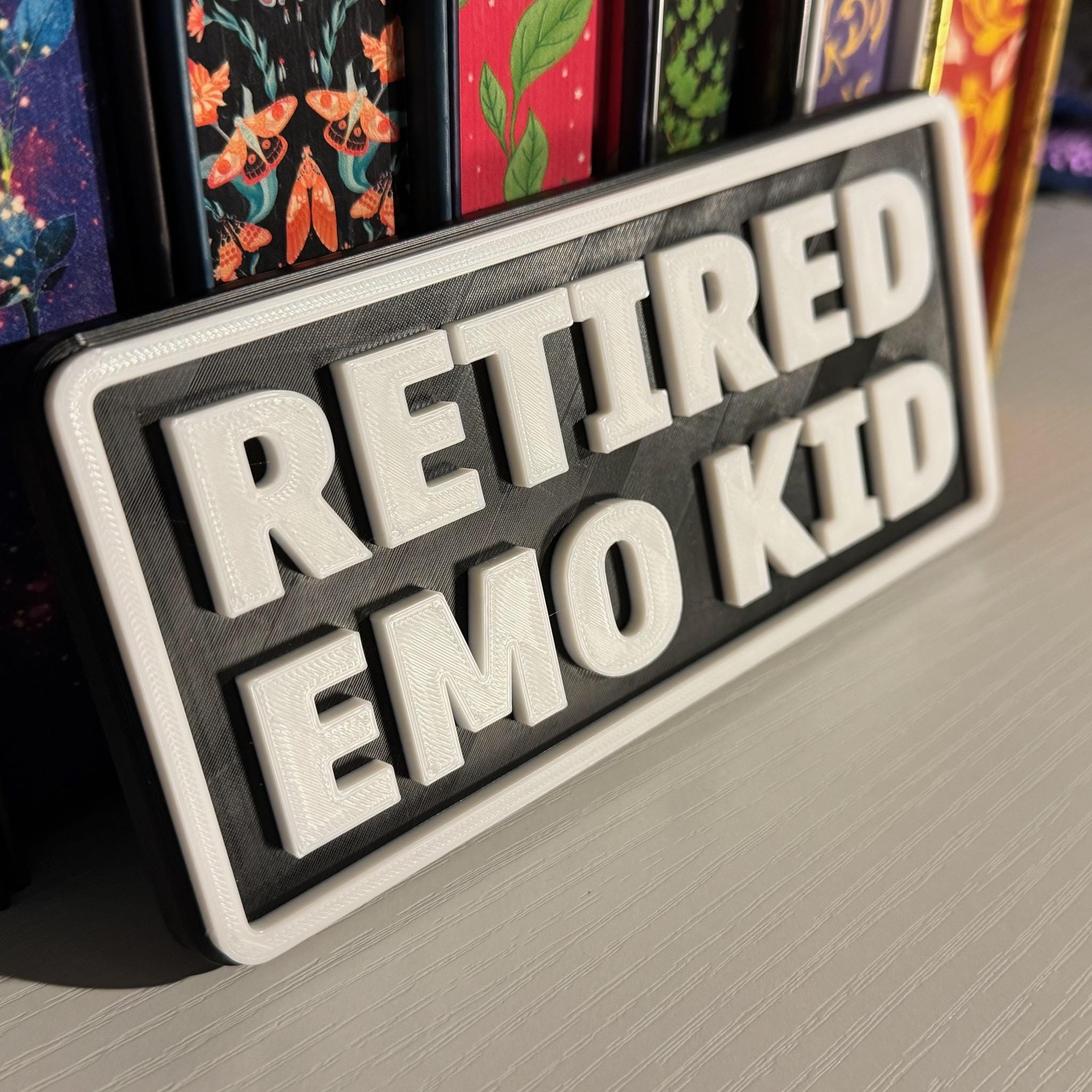 Retired Emo Kid Bookshelf Sign: 3D Printed Shelf Plaque - Etsy