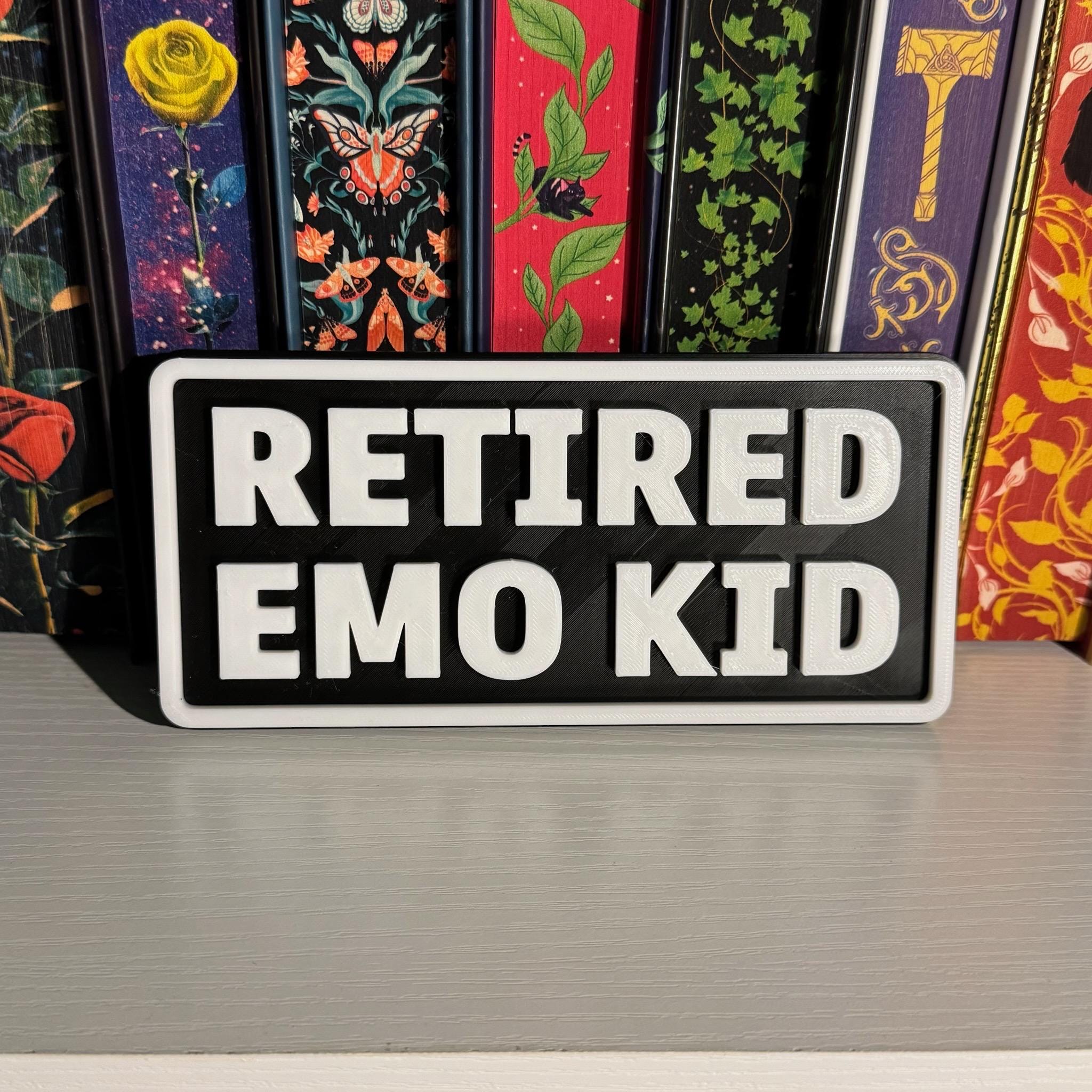 Retired Emo Kid Bookshelf Sign: 3D Printed Shelf Plaque - Etsy