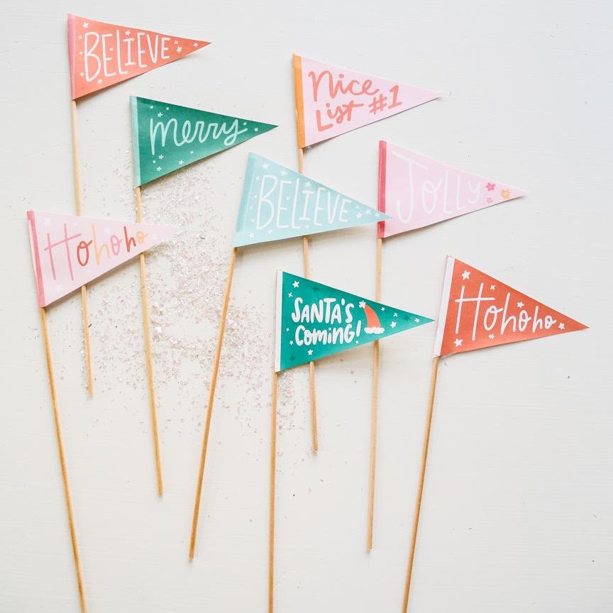 Mini Christmas Flags Printable - Etsy