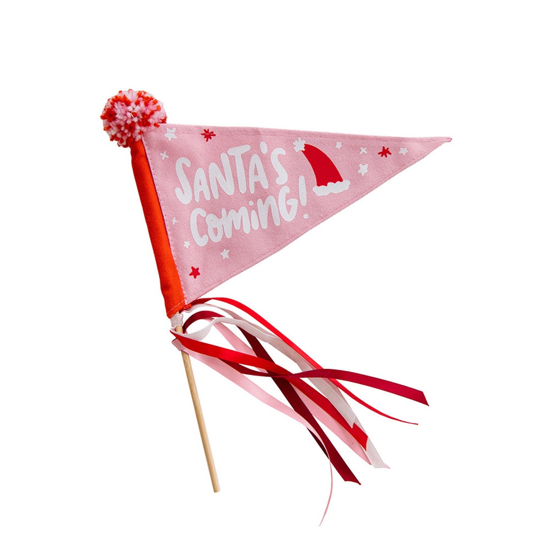 Santa's Coming Mini Pennant Flag, Pink - Etsy