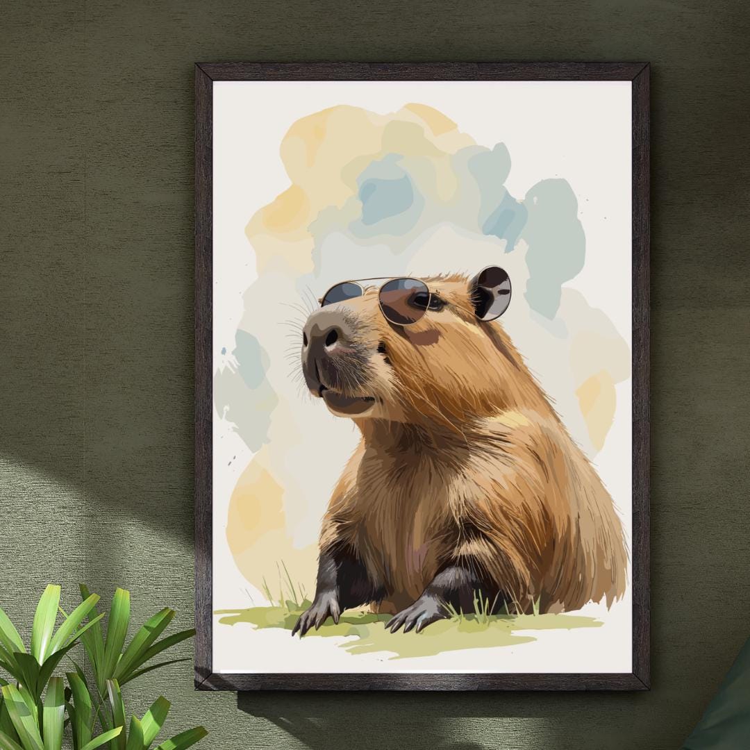 Cool Capybara With Sunglasses – Animal Digital Poster Instant Download ...
