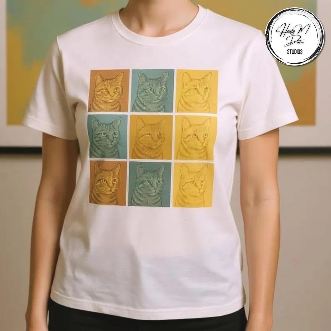 Boho Tabby Cat T-shirt: Retro Pop-art Unisex Tee - Etsy