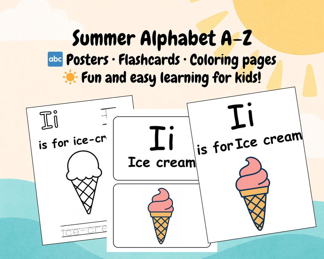 Summer Alphabet A–Z Learning Kit | Flashcards, Posters, Worksheets ...