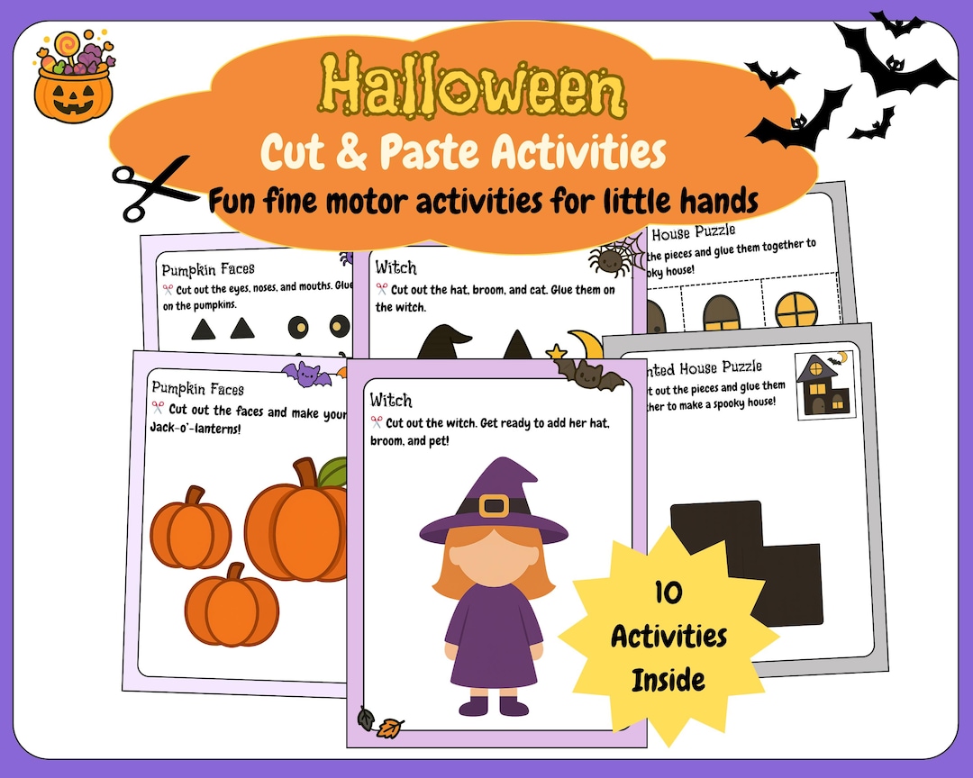 Halloween Cut and Paste Activities | Pumpkin Faces, Ghosts, Witch ...