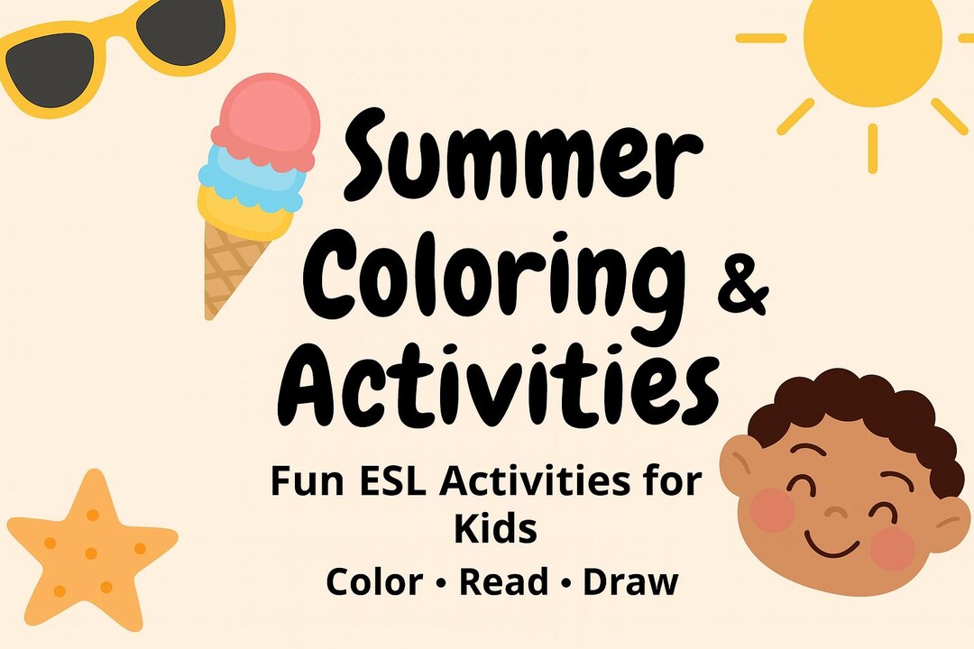Summer Coloring Pages for ESL Kids | Vocabulary Activities, Creative ...