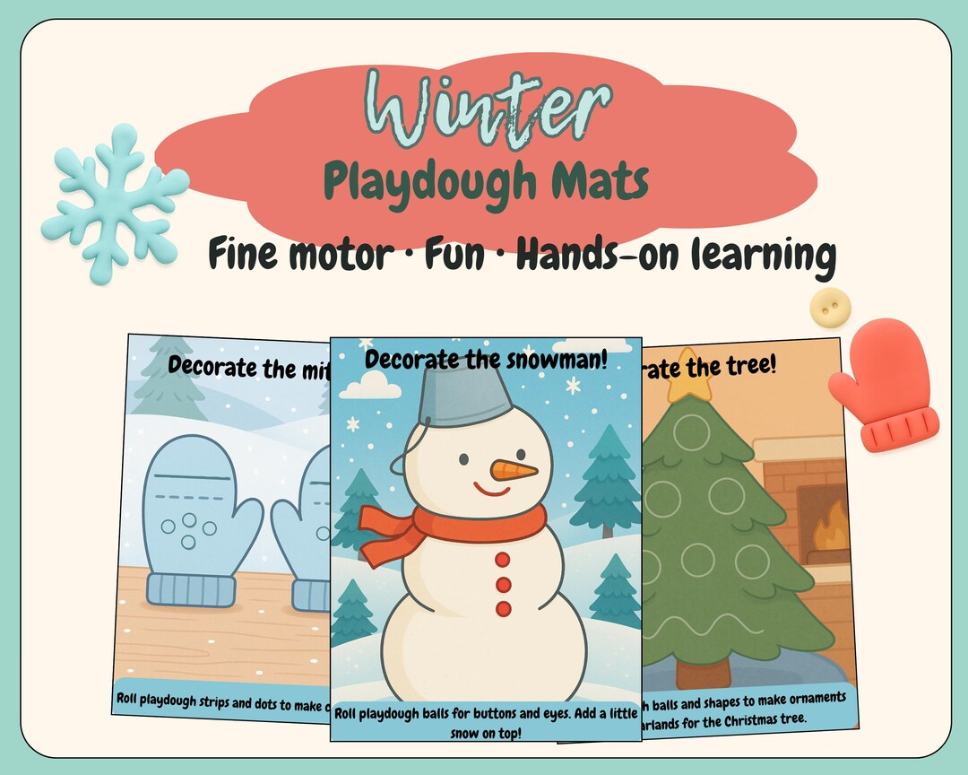 Winter Playdough Mats | Fine Motor Activities (PDF) - Etsy UK