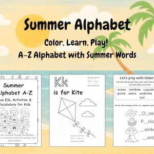 Summer Alphabet Coloring Pages A–Z | ESL Printable PDF for Kids ...