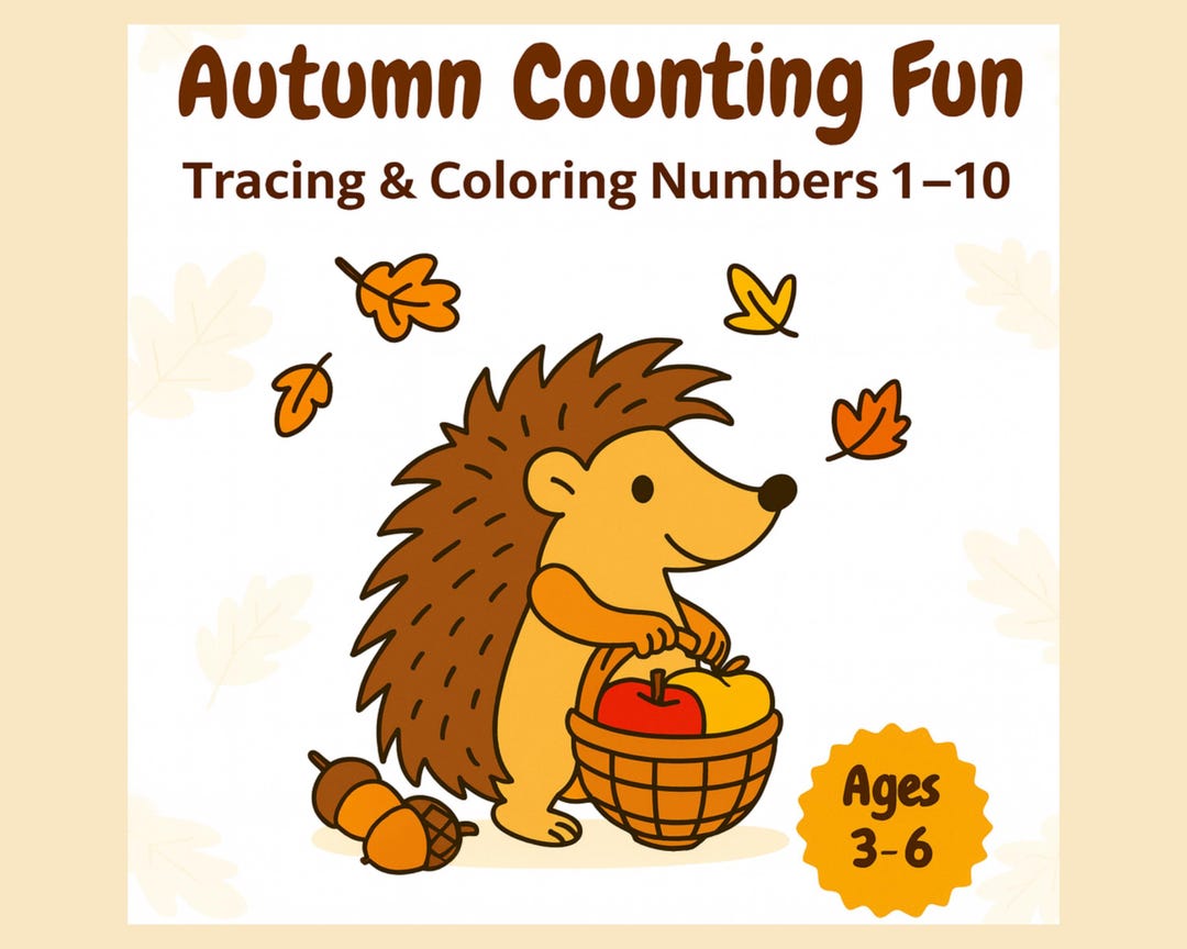 Fall Math Worksheets: Trace, Count & Color Numbers 1-10 (PDF Download ...