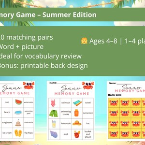 Let’s Summer! ESL Activities for Kids – Flashcards, Bingo, Memory Game ...