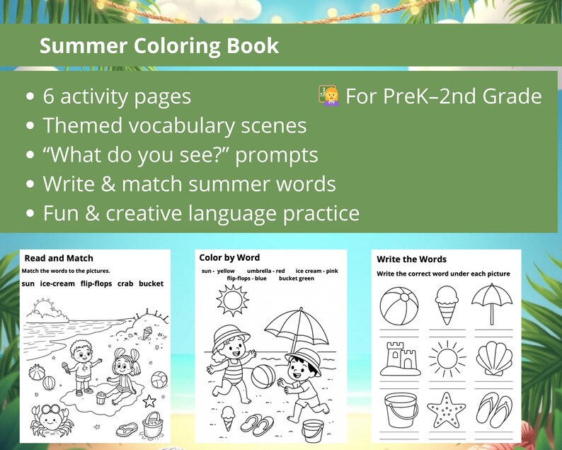 Let’s Summer! ESL Activities for Kids – Flashcards, Bingo, Memory Game ...