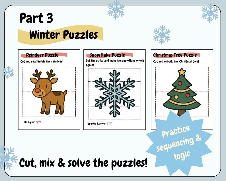 Winter Cut & Paste Activities | Scissor Skills Pre-k | Christmas Fine ...