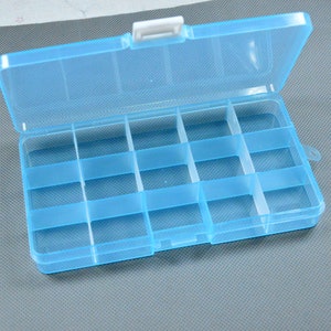 Blue Transparent Plastic Box, Rectangular Box With Removable Dividers ...