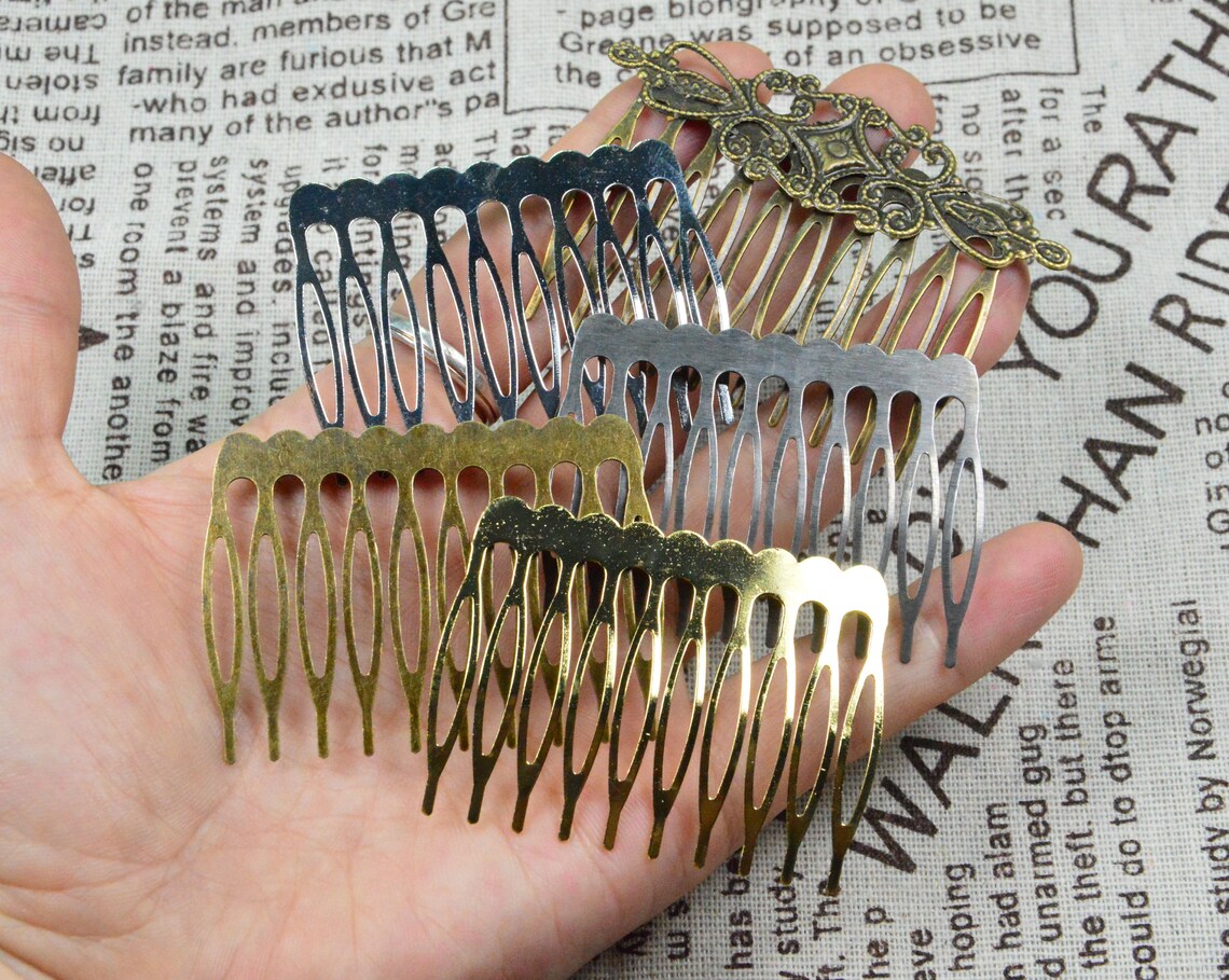 50 pcs metal hair combs 10teeth hair comb hair clips | Etsy
